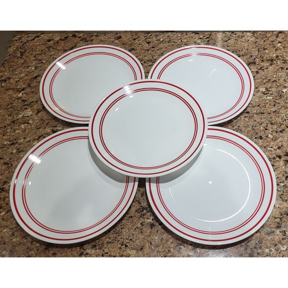 Corelle | Dining | Vintage Corelle Classic Cafe Red Dinner Plates Qty 5 ...